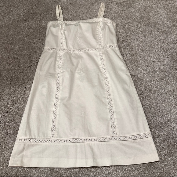 LOFT | Dresses | Ann Taylor Loft Ivory Beige Lined Dress Crochet Lace ...